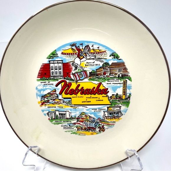 Accents | Vintage State Of Nebraska Commemorative Plate Historic ...